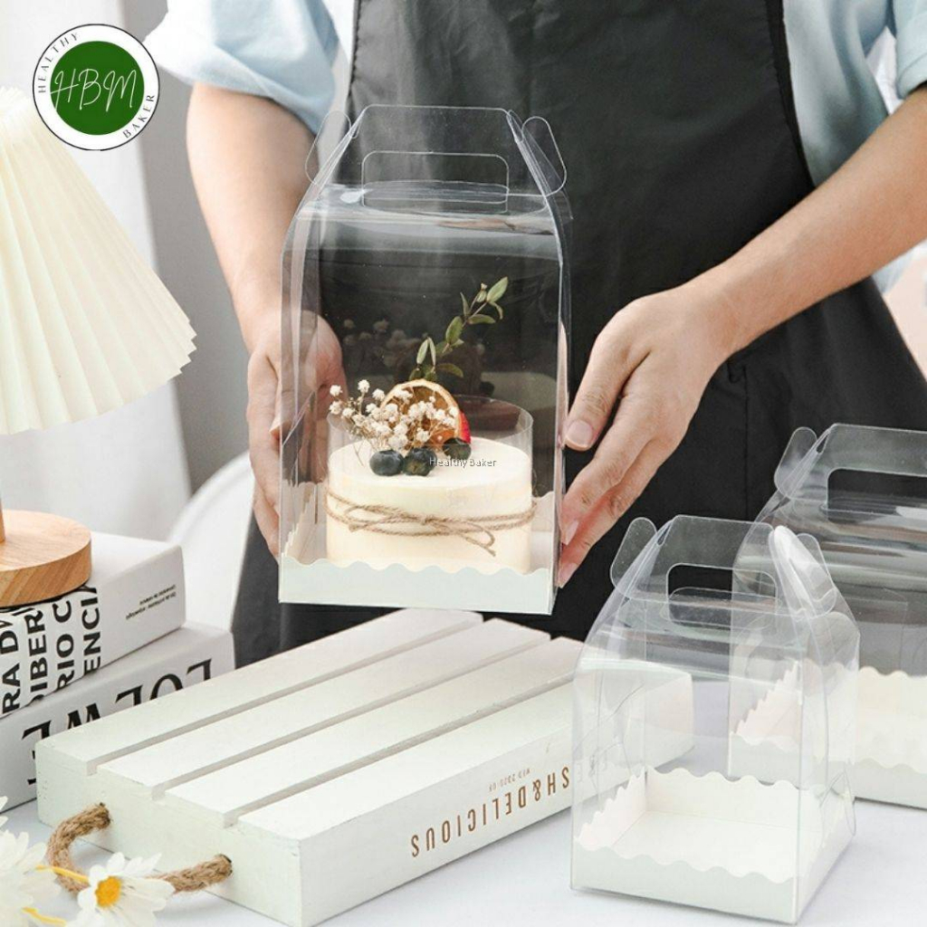 Jual Transparant Box With Handle 5inch Mika Cake Box Kue Korea Full ...