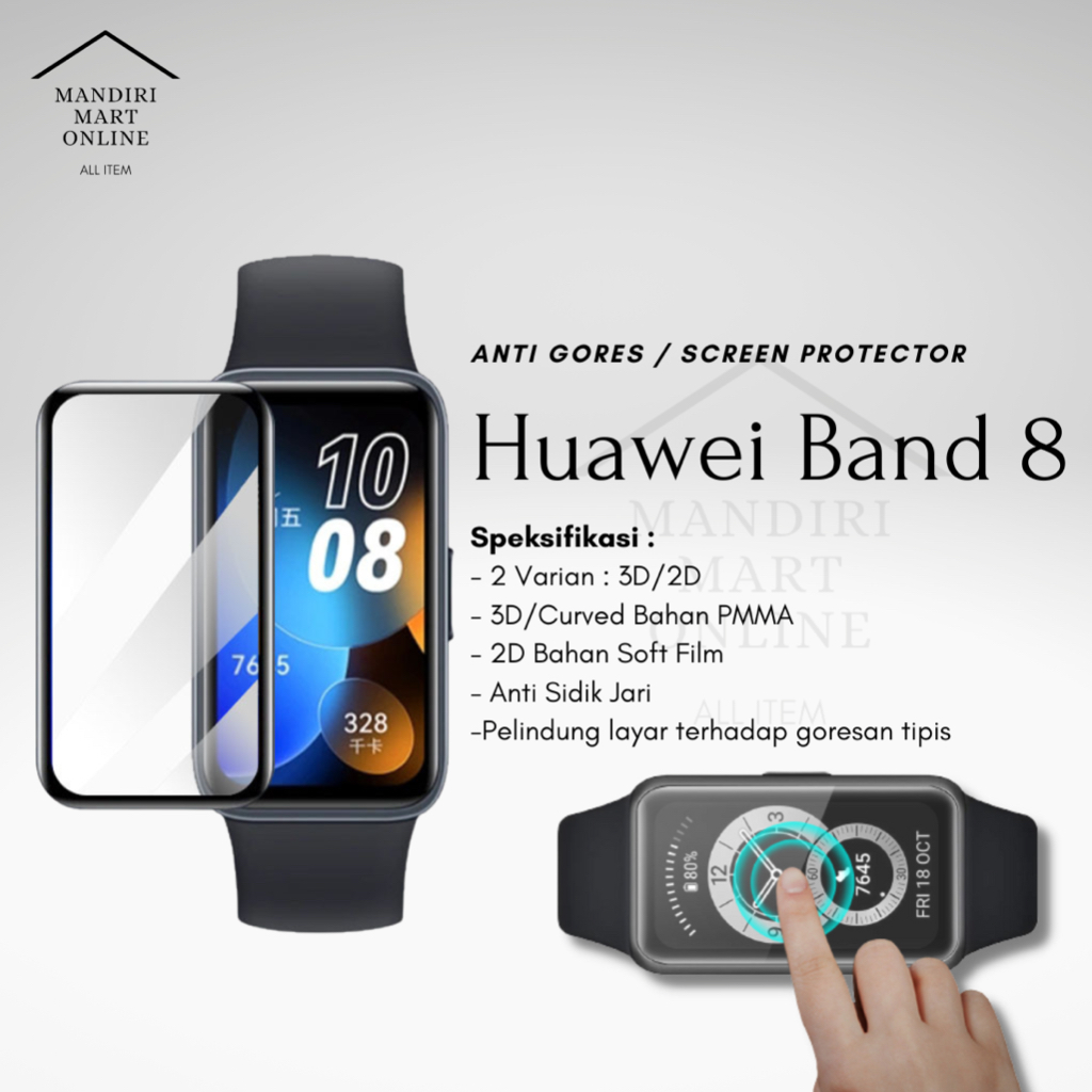 Jual Anti Gores Huawei Band 8 3D / 2D Screen Protector Huawei Band 8 Screen Guard Huawei Band 8 ...