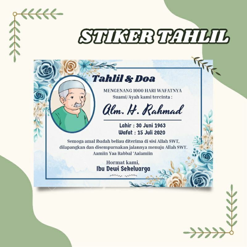 Jual (Kirim H+1) Stiker TAHLIL / WAFAT/ MENINGGAL/ Stiker Nasi Kotak ...