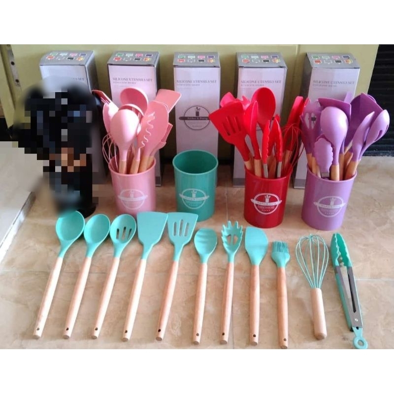 Jual spatula 12 pcs kitchen tool silicone / spatula sultan | Shopee ...