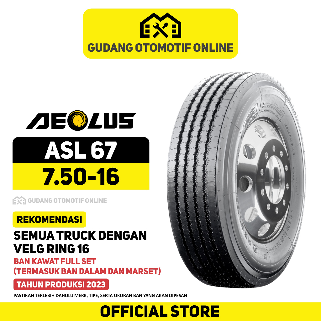 Jual BAN TRUK BAN AEOLUS ASL67 750 16 - BAN TRUCK TRUK 7.50 16 75016 - BAN KAWAT AEOLUS | Shopee ...