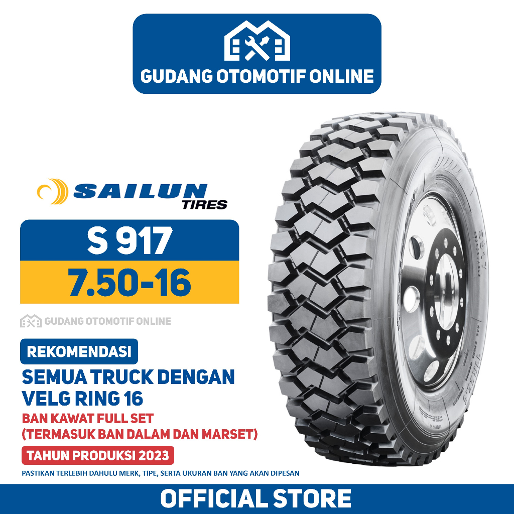 Jual BAN TRUK BAN SAILUN S917 750 16 - BAN TRUCK TRUK 7.50 16 75016 ...