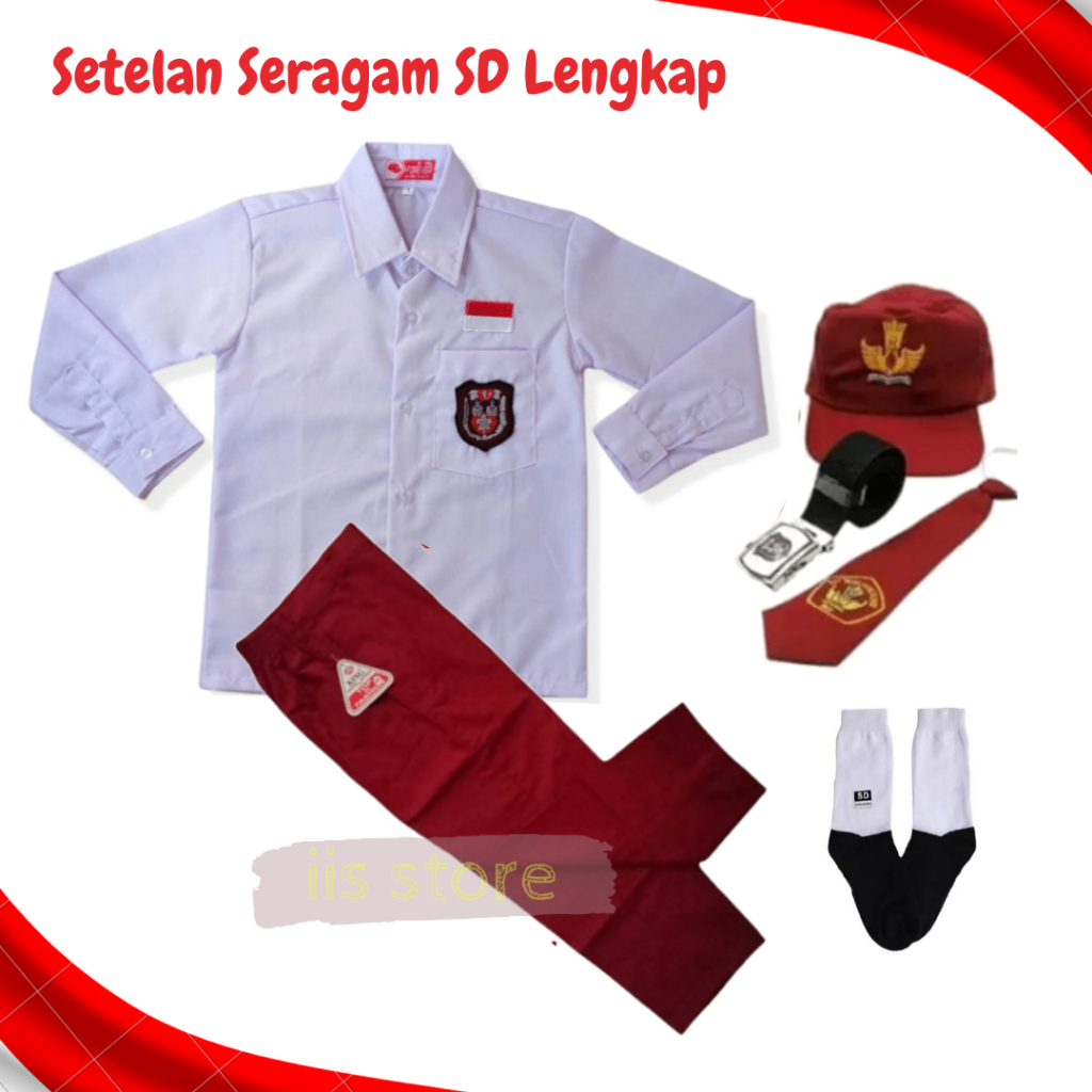 Jual Seragam Sekolah SD Merah Putih Paket Lengkap Aksesories Ready ...