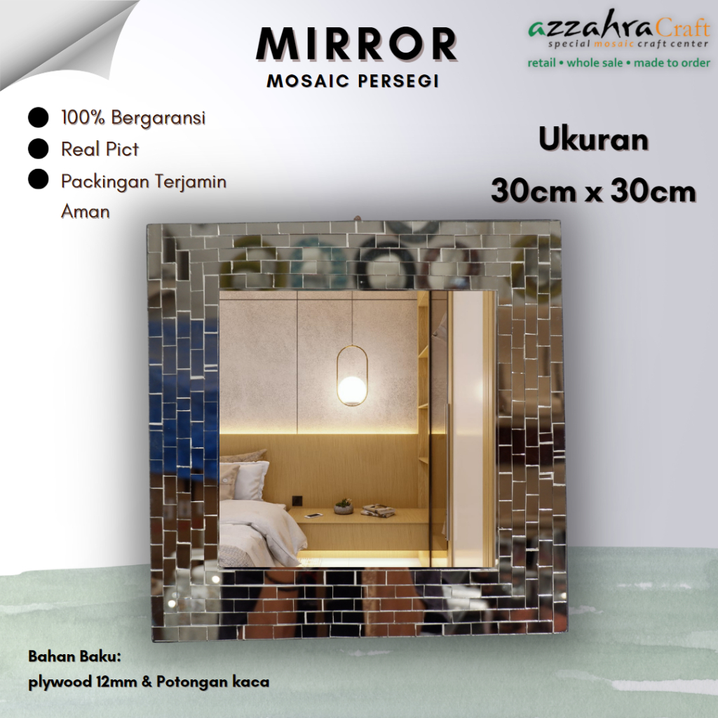 Jual Cermin Aesthetic Minimalis / Kaca Cermin Mozaik 30cm / Hiasan ...