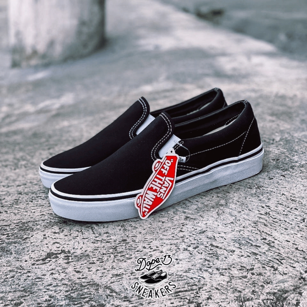 Jual Vans Slip On Black White Original | Shopee Indonesia