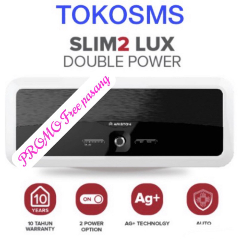 Jual Water heater ariston slim2 lux DP double power 30 liter sl2 30 2pw 350 / 700 wat | Shopee ...