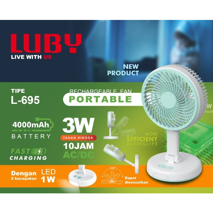Jual Kipas Angin Portable + Lampu Emergency LED SURYA ENGLAND / LUBY L ...