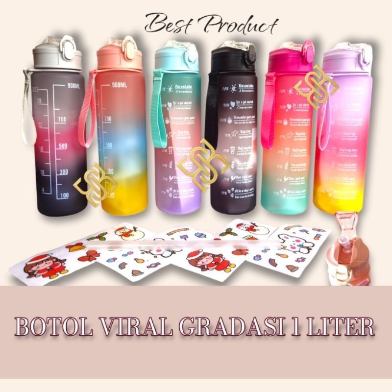 Jual BOTOL GRADASI 1LITER / BOTOL VIRAL 1LITER / BOTOL TRITAN 1L | Shopee Indonesia
