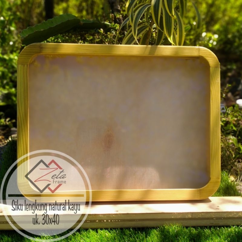 Jual Pigura mahar model siku lengkung warna natural kayu uk. 30x40 ...