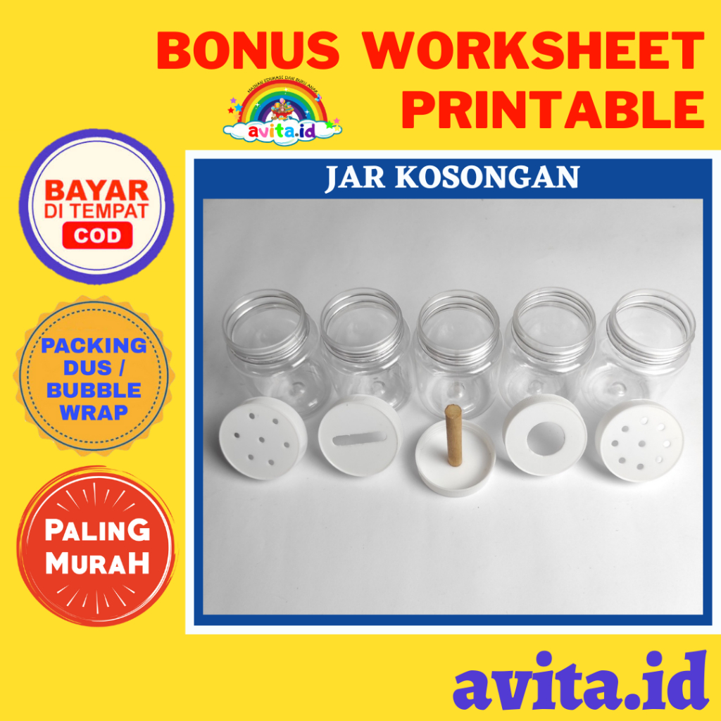 Jual avita.id Jar Kosongan / Toples Busy Jar Bulat Putih / Jar Polos ...