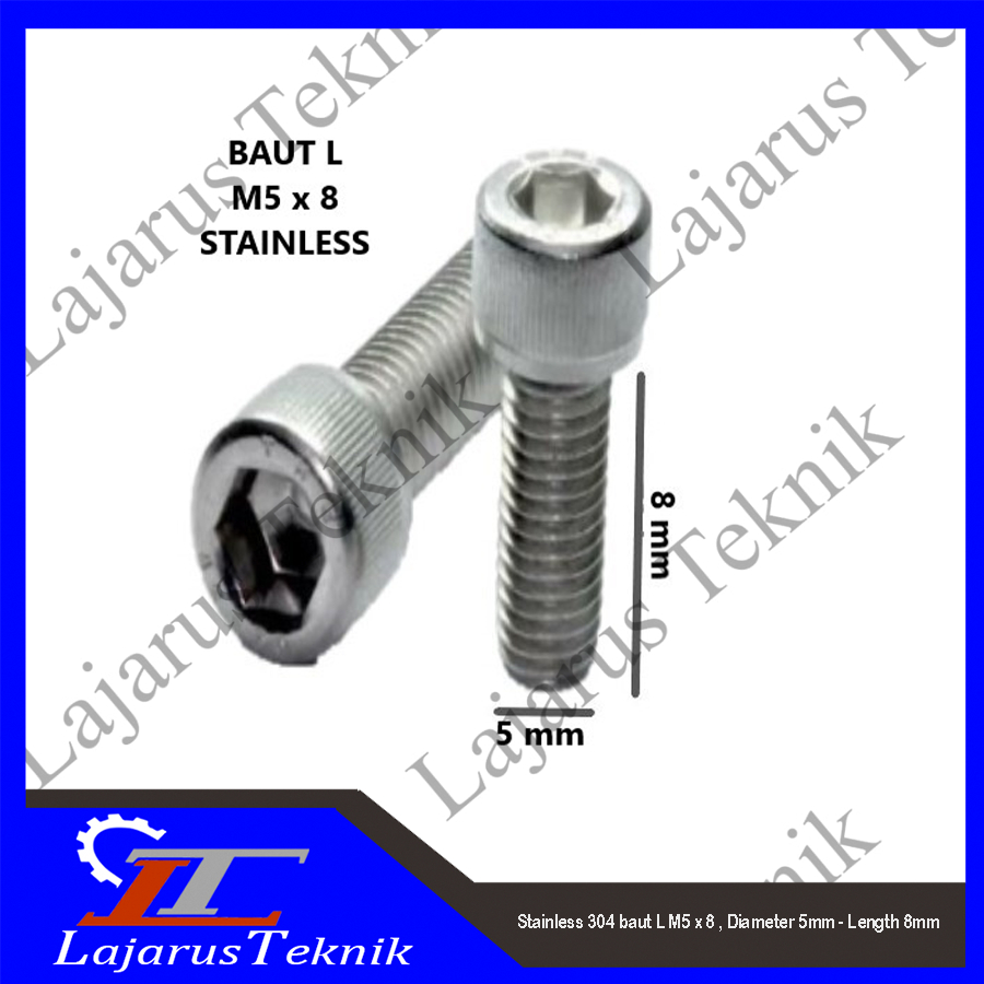 Jual Stainless 304 baut L M5 x 8 , Diameter 5mm - Length 8mm | Shopee Indonesia