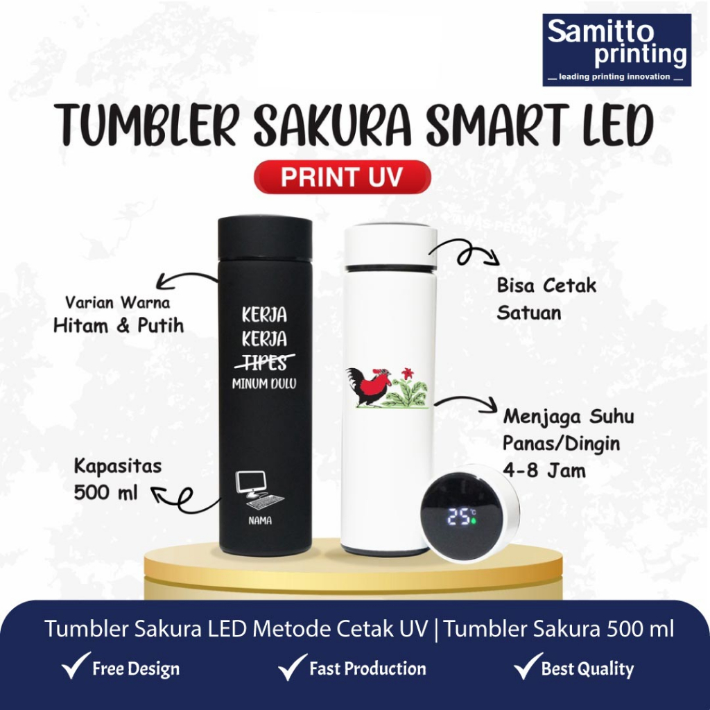 Jual Tumbler Sakura LED Metode Cetak UV | Tumbler Sakura 500 ml ...
