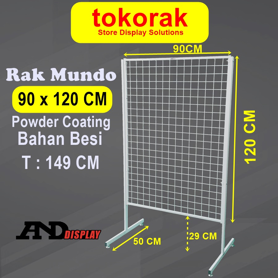 Jual RAK MUNDO 90 X 120 CM RAK AKSESORIS KAWAT DISPLAY RAK WIRE GRID ...