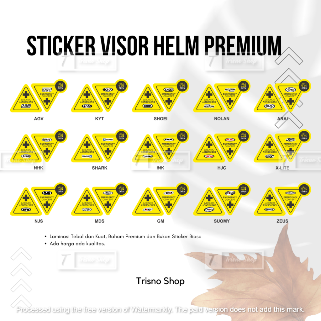 Jual Stiker Helm Sticker Visor Emergency Safety Concept | Shopee Indonesia