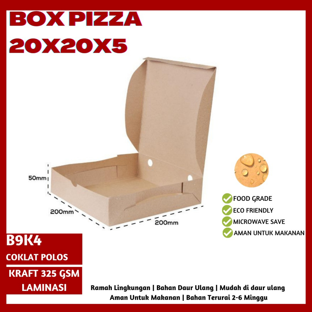 Jual Dus Pizza 20X20 Box Pizza 325 Gsm Laminasi (B9K4) | Shopee Indonesia