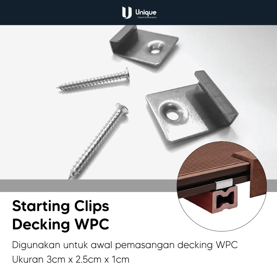 Jual Starting Clip Decking / Aksesories Deck / End Clip WPC Decking ...