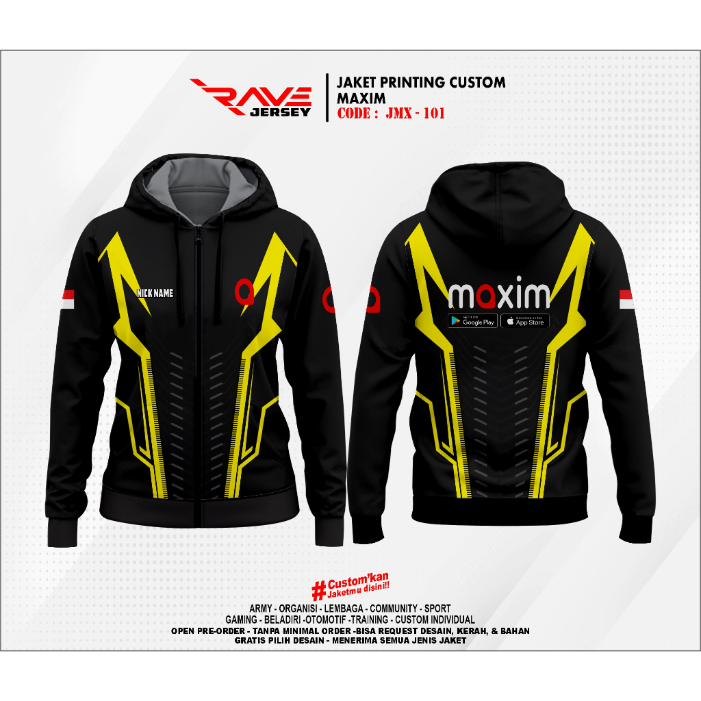 Jual JAKET KURIR MAXIM FULL PRINTING SUBLIM CUSTOM (DESAIN SUKA SUKA ...