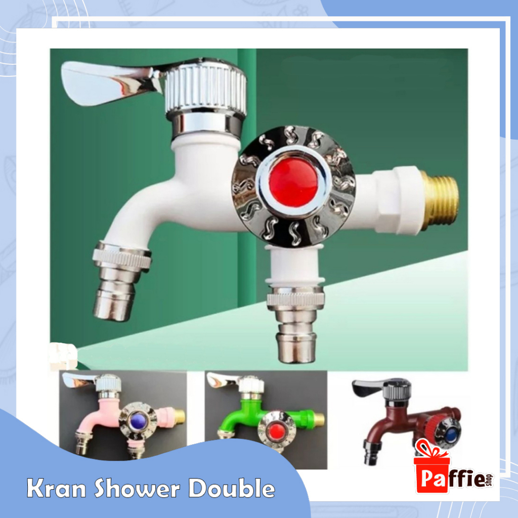 Jual Keran Kran Shower Double Faucet Dobel Cabang Air Pump 1/2" Ledeng ...