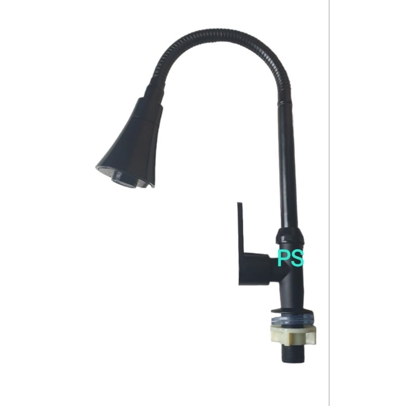 Jual Kran angsa Tanam Flexibel Terompet Full Black Hitam 2in1 1/2 inch ...