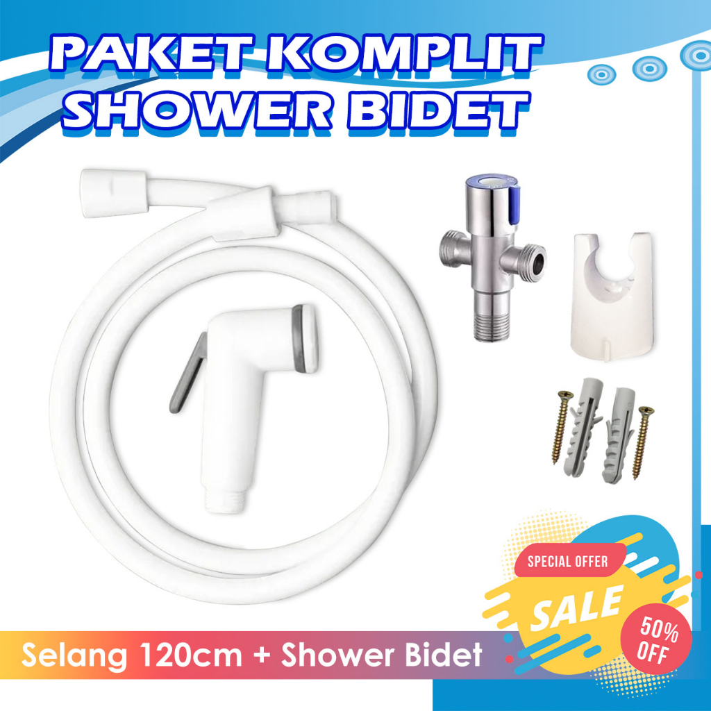 Jual Paket Jet Shower Spray Bidet Putih Plus Stop Kran - Shower Toilet ...