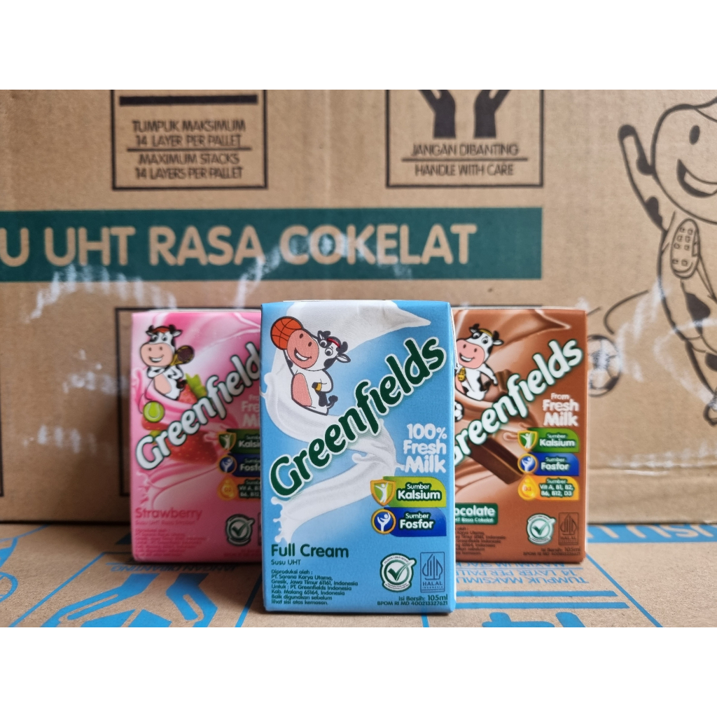 Jual Greenfields 105ml x 40 pcs Coklat / Strawberry / Full Cream | Shopee Indonesia