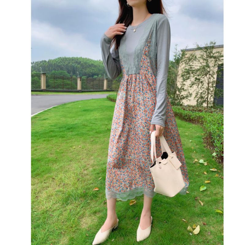 Jual 18550 Fashion baju MIDI dress cantik manis sopan bunga bunga kecil ...