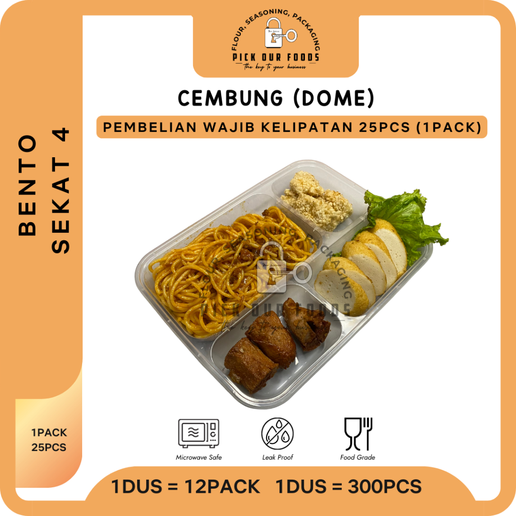 Jual THINWALL BENTO SEKAT 4 CEMBUNG (DOME) 25 pcs ( 1 pack ) | THINWALL ...