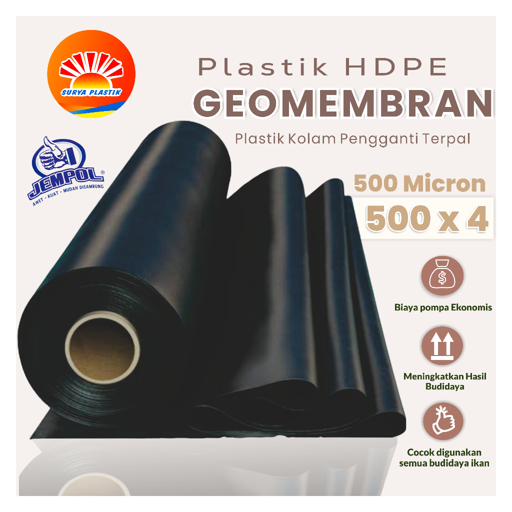 Jual Geomembran HDPE Tebal 200 / 300 / 500 Micron Lebar 4 Meter ...
