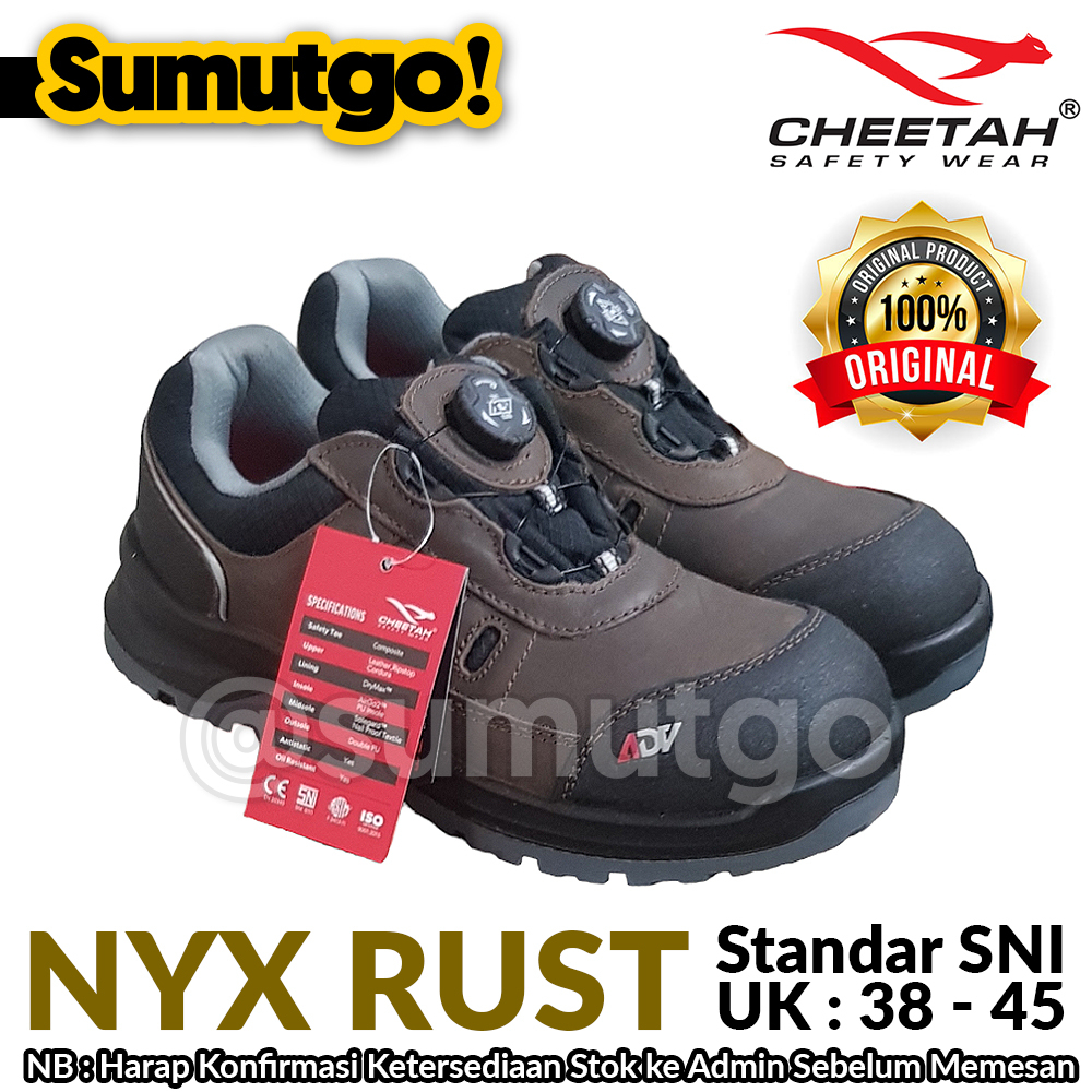 Jual Sepatu Safety Sporty Keren Cheetah Jubatus ADV NYX 6012C Coklat ...