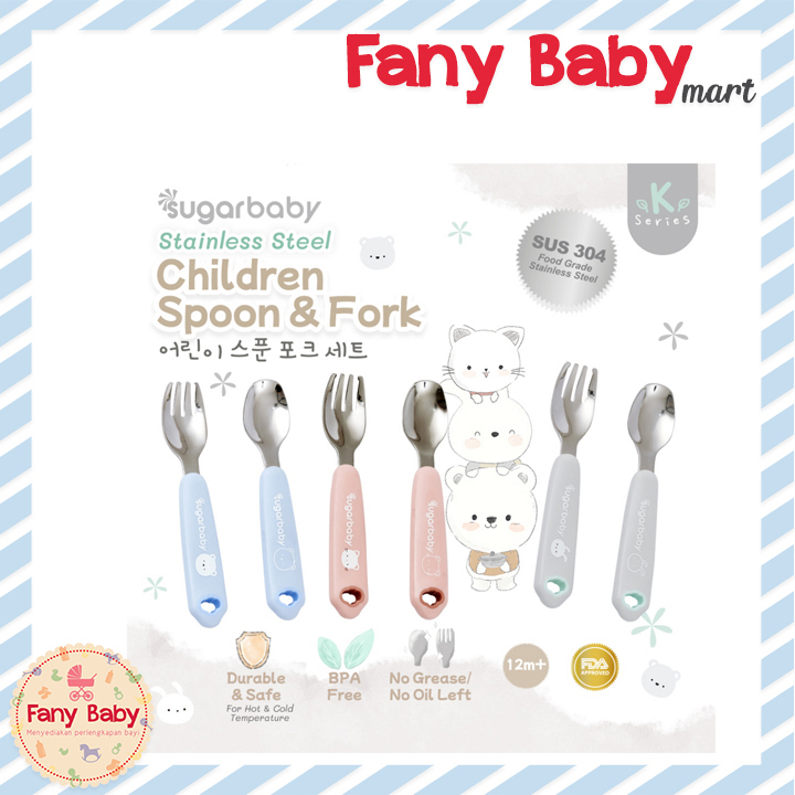 Jual SUGAR BABY STAINLESS STEEL CHILDREN SPOON AND FORK | Shopee Indonesia