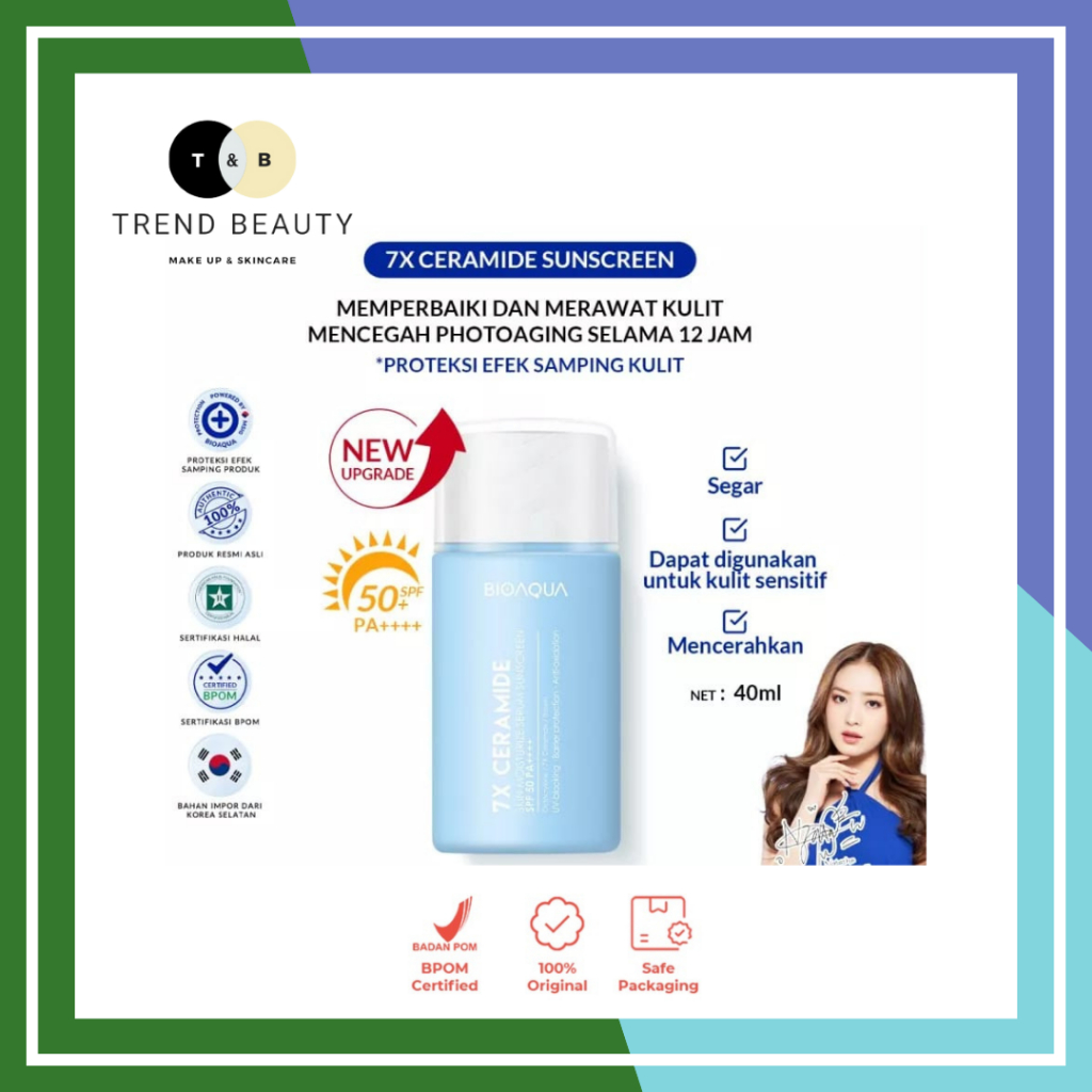 Jual BIOAQUA 7X Ceramide Sunblcok Wajah Sunscreen SPF 50 PA++++ 40ml ...