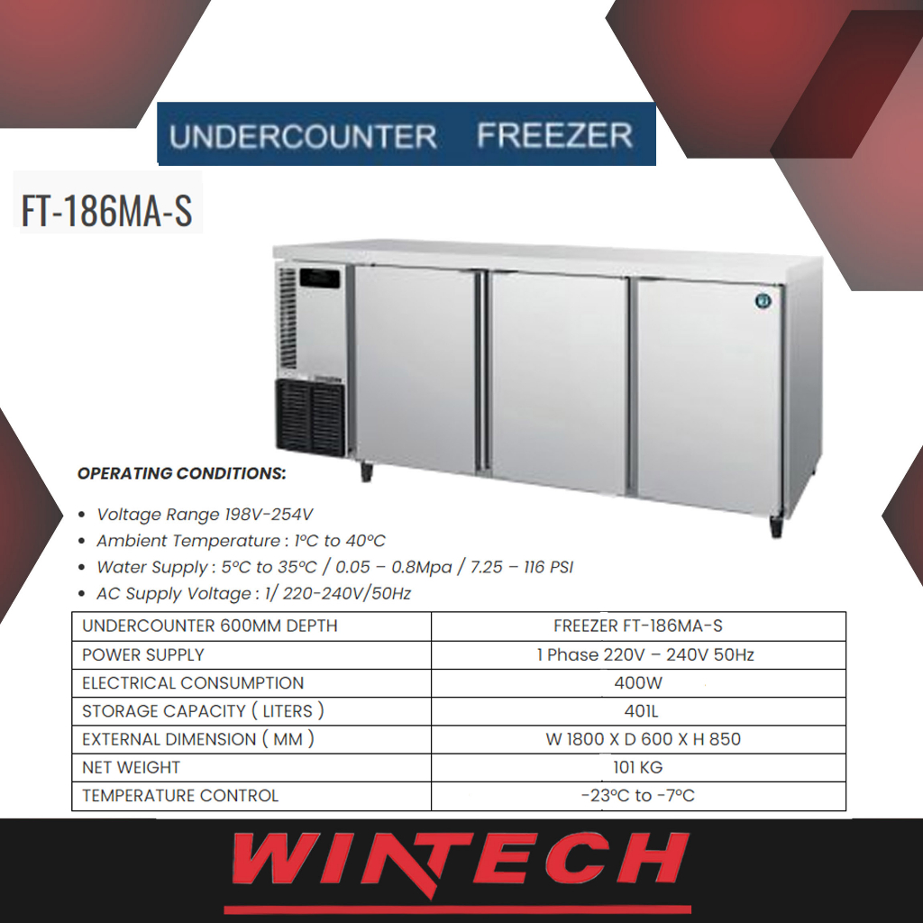 Jual Hoshizaki FT-186MA-S Undercounter Freezer 3 Pintu Lebar 60 Cm ...