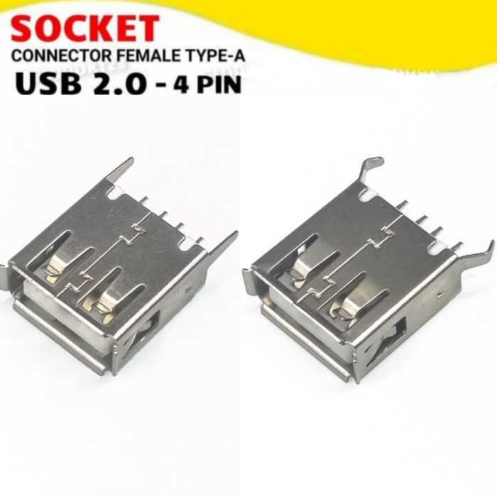 Jual Socket USB Tipe A Female Konektor Soket USB 2.0 4Pin Lurus AF180 ...