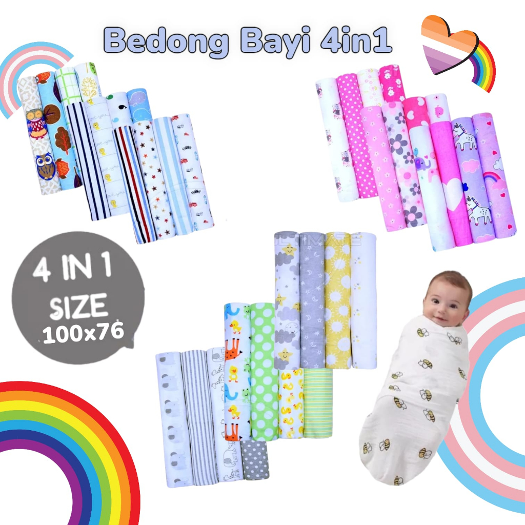Jual Bedong Bayi 4pcs Jumbo Katun Selimut Bayi Alas Stroller Bayi ...