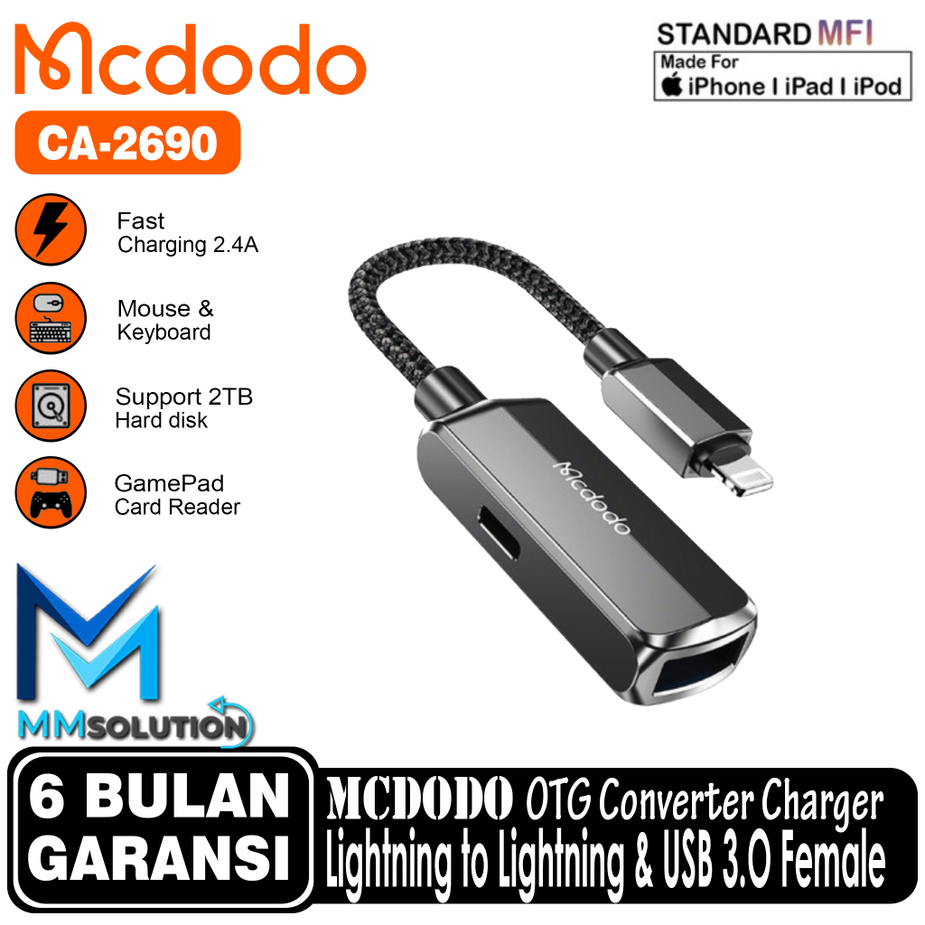Jual MCDODO CA-2690 Converter OTG USB 3.0 to Lightning Charger iPhone ...