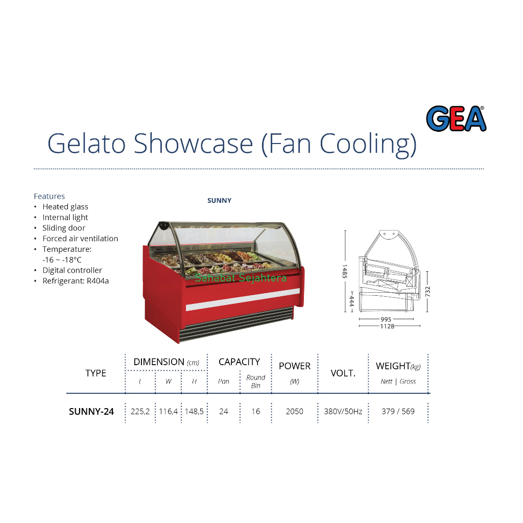 Jual GEA Gelato Showcase (Fan Cooling) SUNNY-24 HOLE Freezer Eskrim | Shopee Indonesia