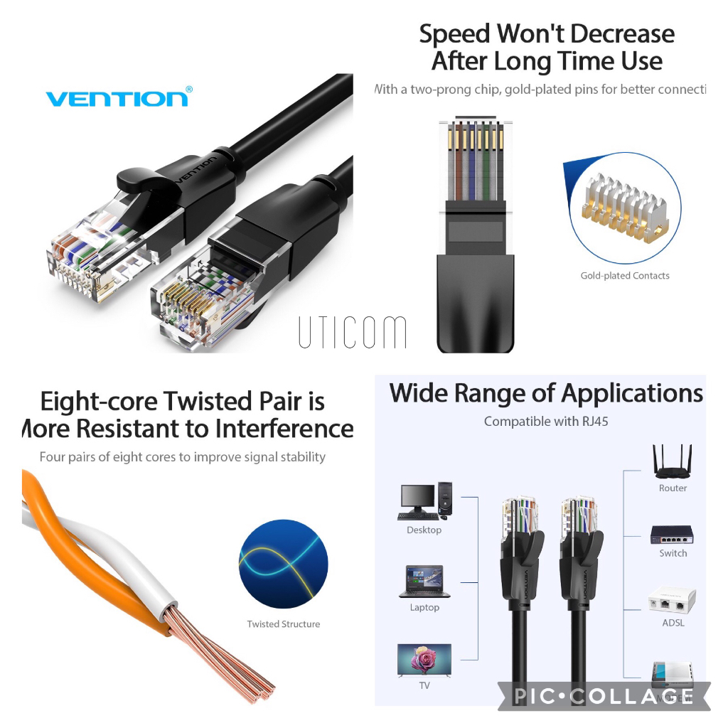 Jual Vention kabel lan cat 6 gigabit rj45 utp ethernet 1m / 2m / 3m ...
