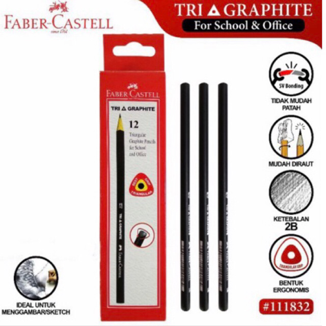Jual Pensil 2B Faber Castel Graphite hitam (12pcs) | Shopee Indonesia