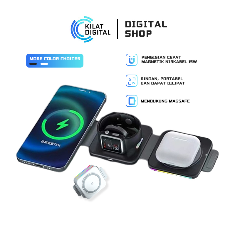 Jual magsafe 3in1 wireless charger folding applewatch fast charging ...