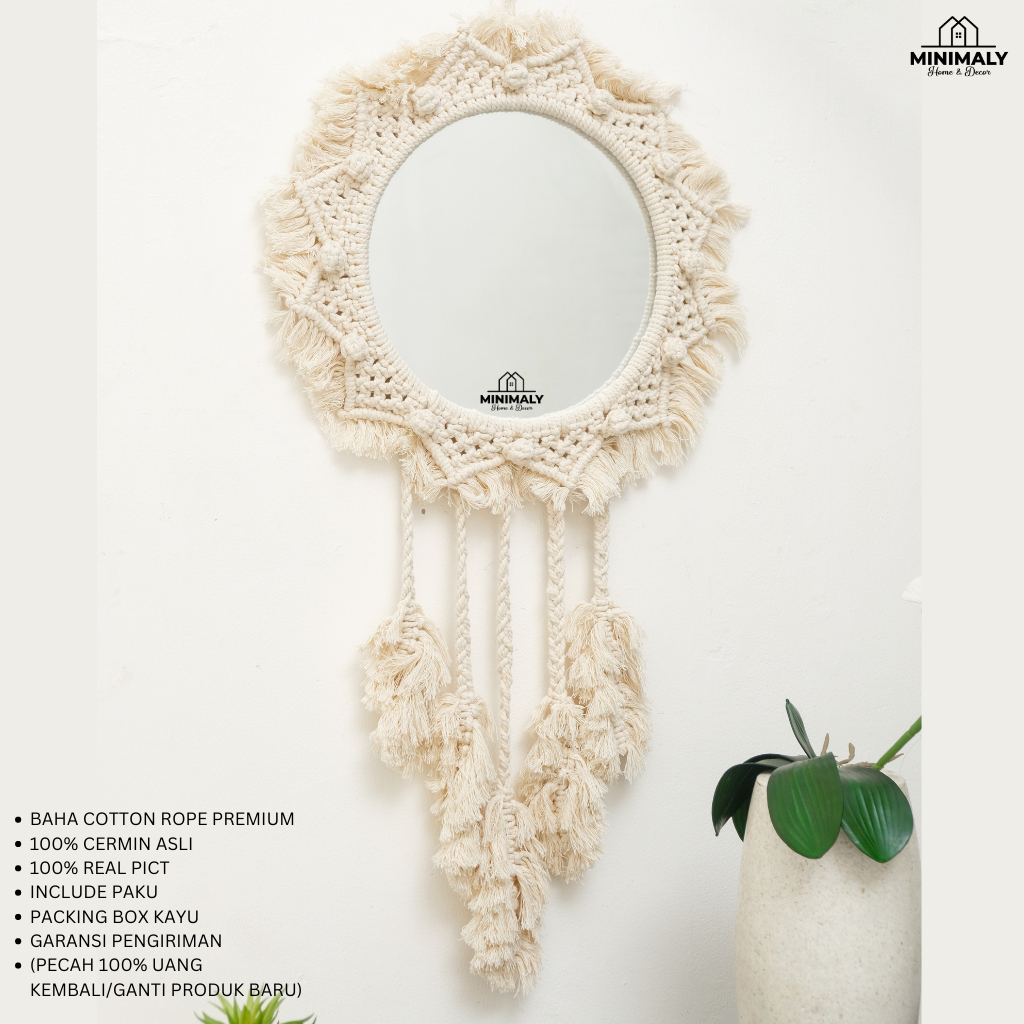 Jual MINIMALY03 Cermin Macrame Rumbai (CM06-CM07) Cermin Dinding Cermin ...