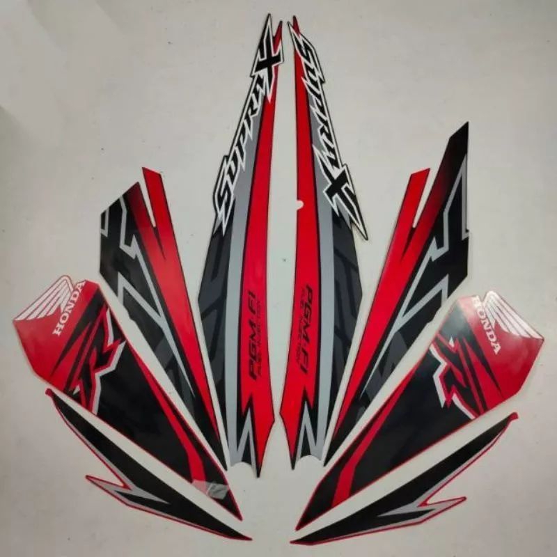 Jual Stiker Striping Motor Supra X 125 R Fi 2018 HITAM-MERAH Sticker ...