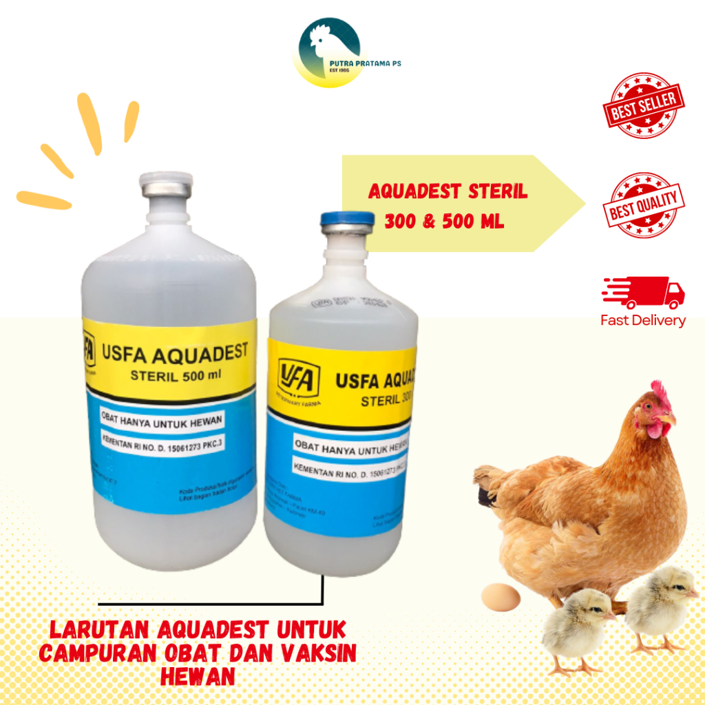 Jual USFA AQUADEST STERIL 300 500 ML - PELARUT OBAT VAKSIN HEWAN ...