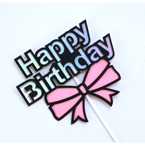 Jual Topper Pita Bow Balon Tulisan Happy Birthday untuk kue cake Ulang ...