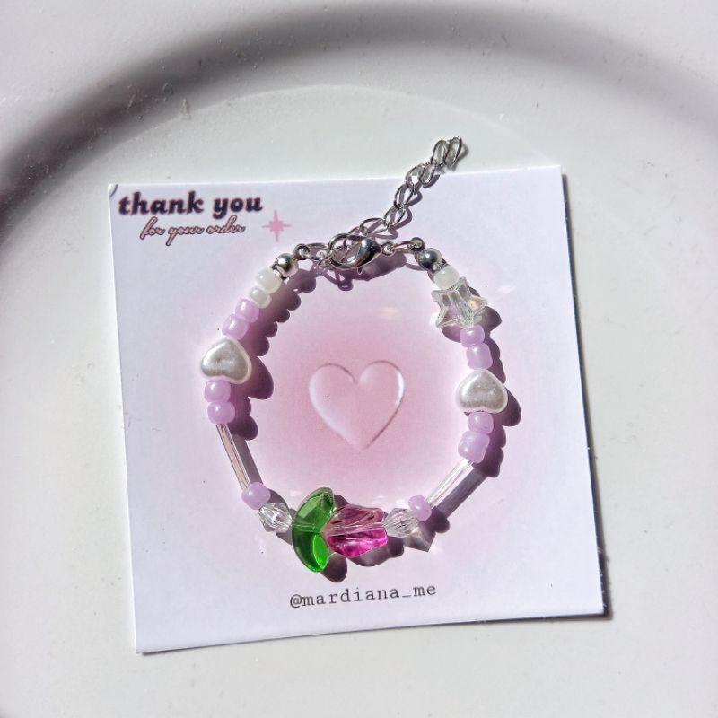 Jual Tulips Bracelet purple and blu series / gelang tulips manik manik ...