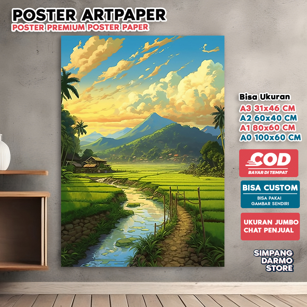 Jual Poster Poster Poster Sawah Indah Indonesia: Keindahan Estetik ...