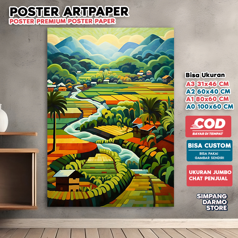 Jual Poster Poster Poster Sawah Indah Indonesia: Keindahan Estetik ...