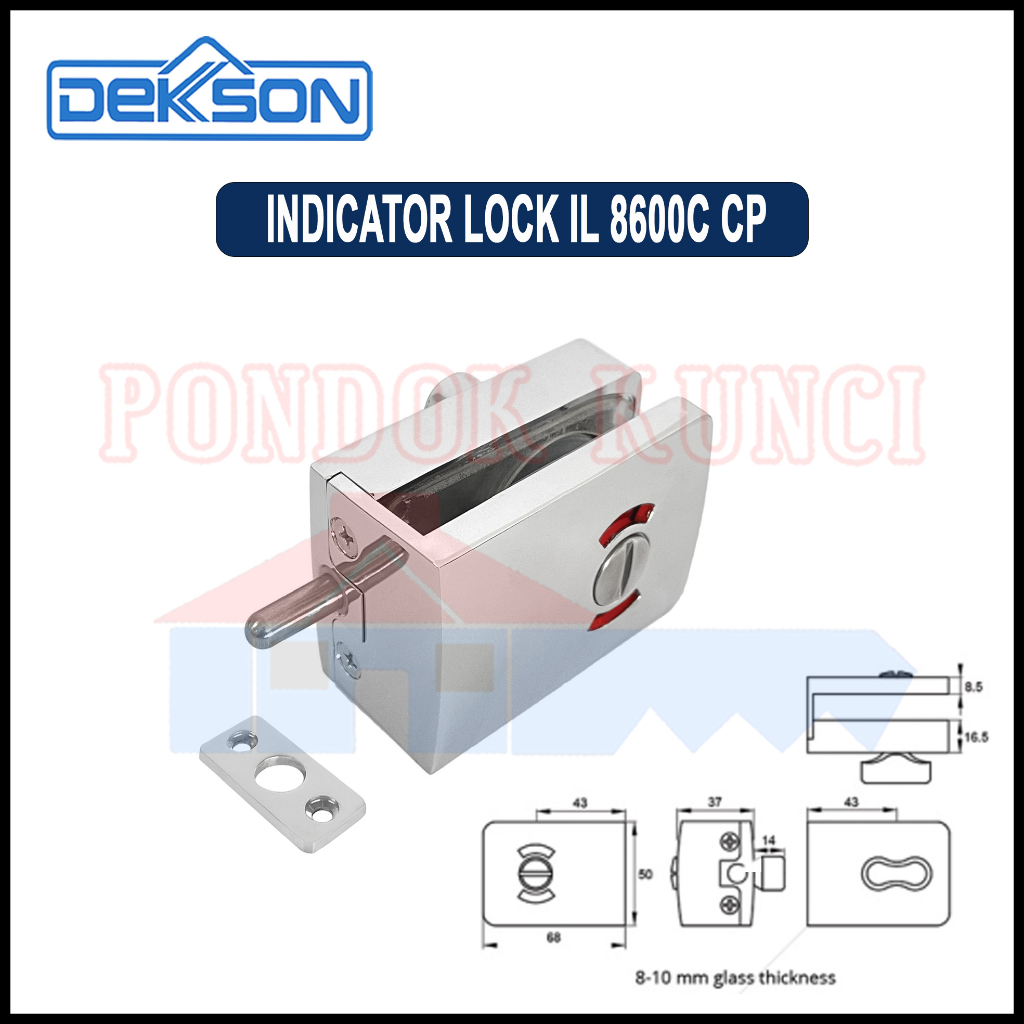 Jual Kunci Pintu Kaca Kamar Mandi Dekkson Indicator Lock IL 8600C CP ...