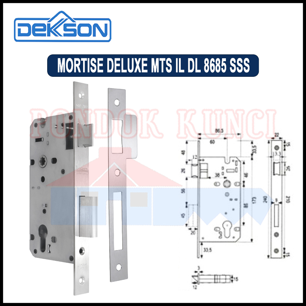 Jual Mortise Lock Dekkson MTS IL DL 8685 SSS Body Kunci Lidah Pintu ...
