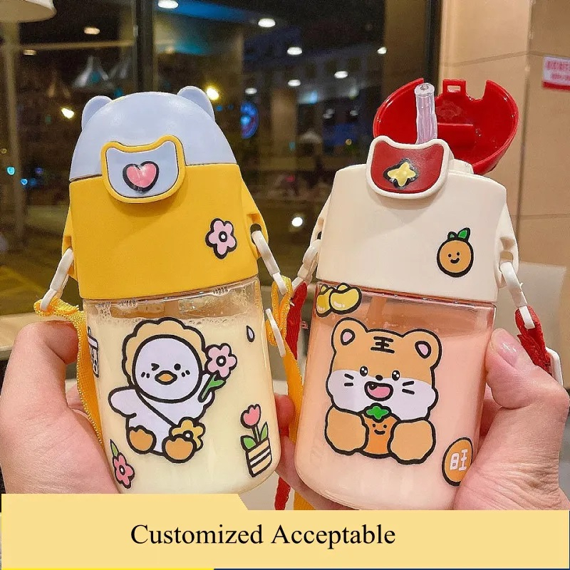 Jual Botol Minum Anak Lucu Animasi Kartun Include Sedotan & Tali ...