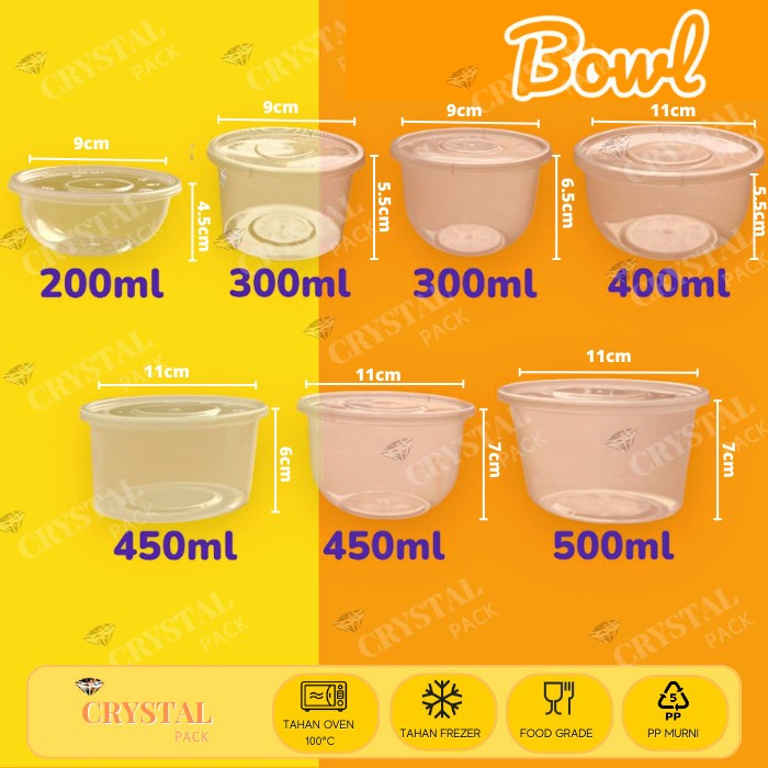 Jual Thinwall Bulat 200ml 300ml 400ml 450ml 500ml Pack 25pcs Mangkok Bowl Cup Puding Salad ...